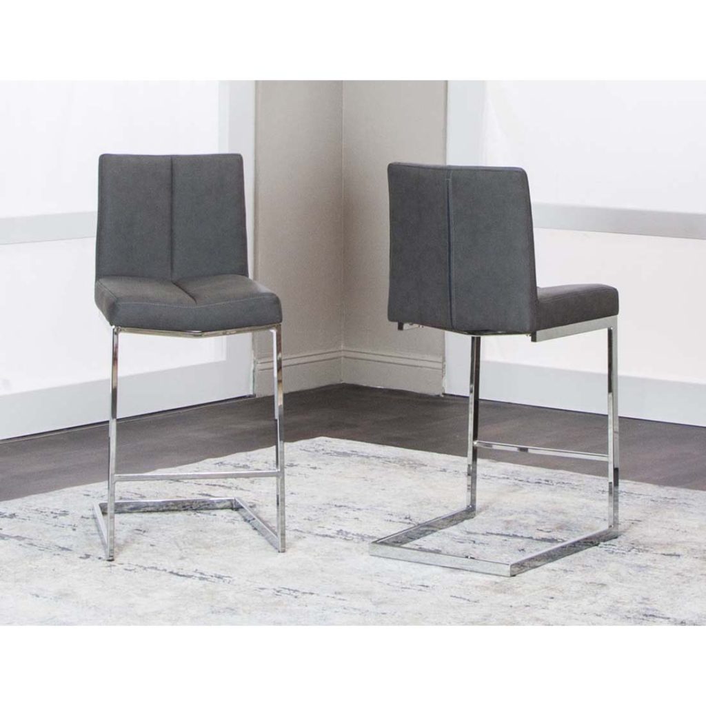 Attractive Sled Base Counter Stools in a Durable Grey Material